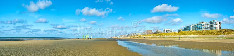 Beach at De Panne, North Sea, in Belgium Stock Photo - Image of ...