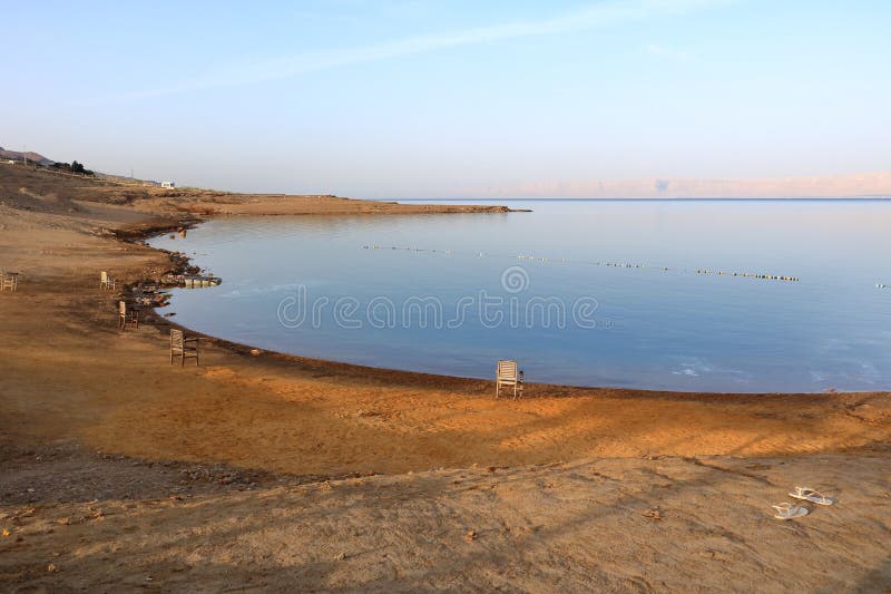 The Beach of the Dead Sea in Sweimeh, Swemeh, Jordan Stock Image ...