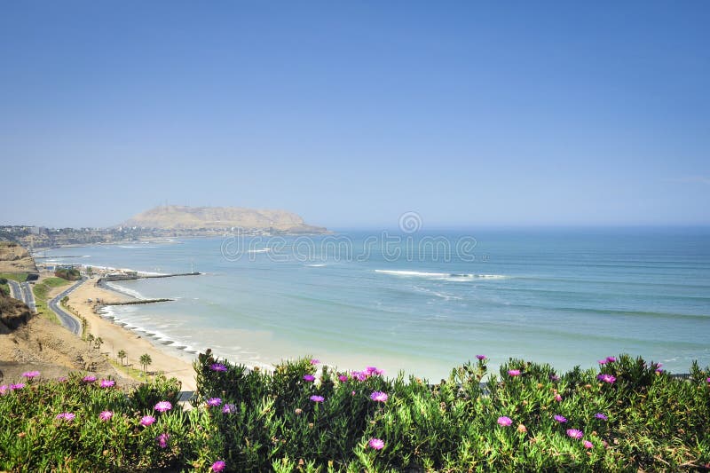 Beach in the District of Miraflores in Lima, Peru Stock Image - Image ...