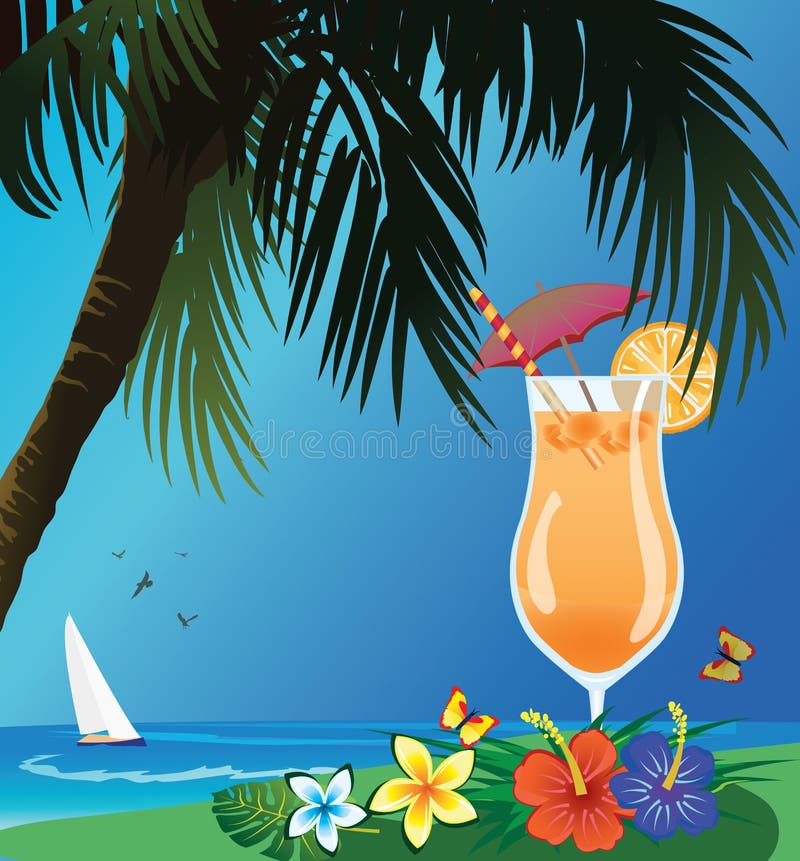 Beach drink stock vector. Illustration of poster, nature - 63734900