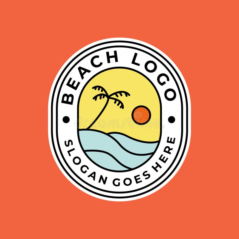 Beach Emblem Logo Vector Palm Tree Graphic Design Stock Vector ...
