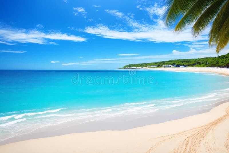 The Beach is Empty Against the Ocean. Stock Illustration - Illustration ...