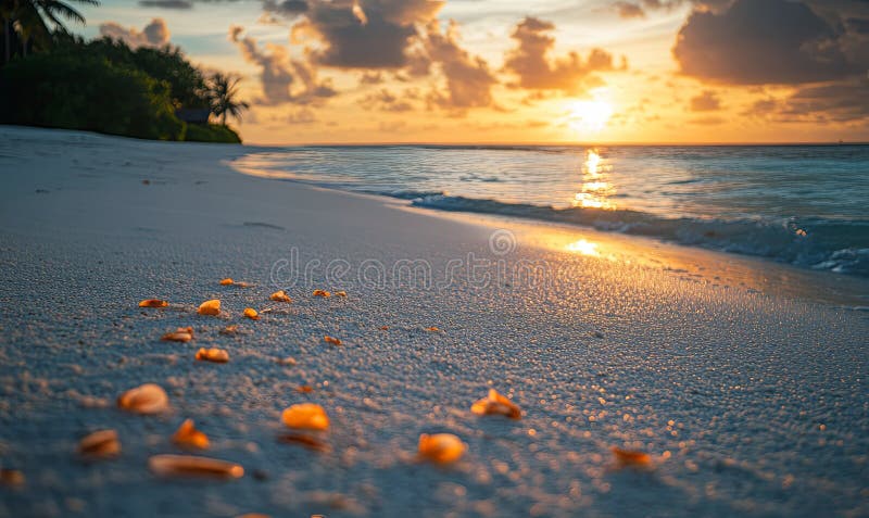 The Beach is Empty and the Sun is Setting Stock Image - Image of blue ...