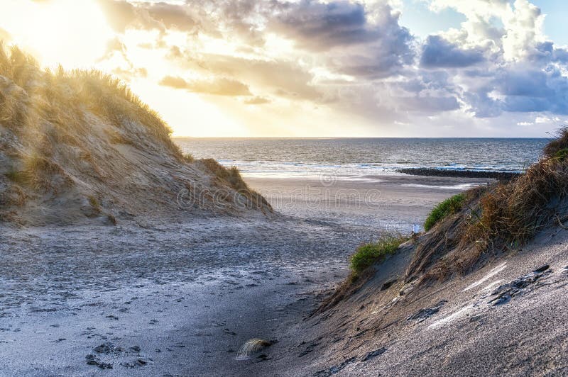 Beach Entrance at Ameland, Netherlands Stock Image - Image of ocean ...