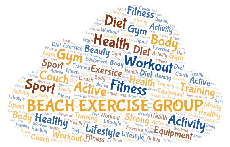 Beach Exercise Group Word Cloud Stock Illustration - Illustration of ...