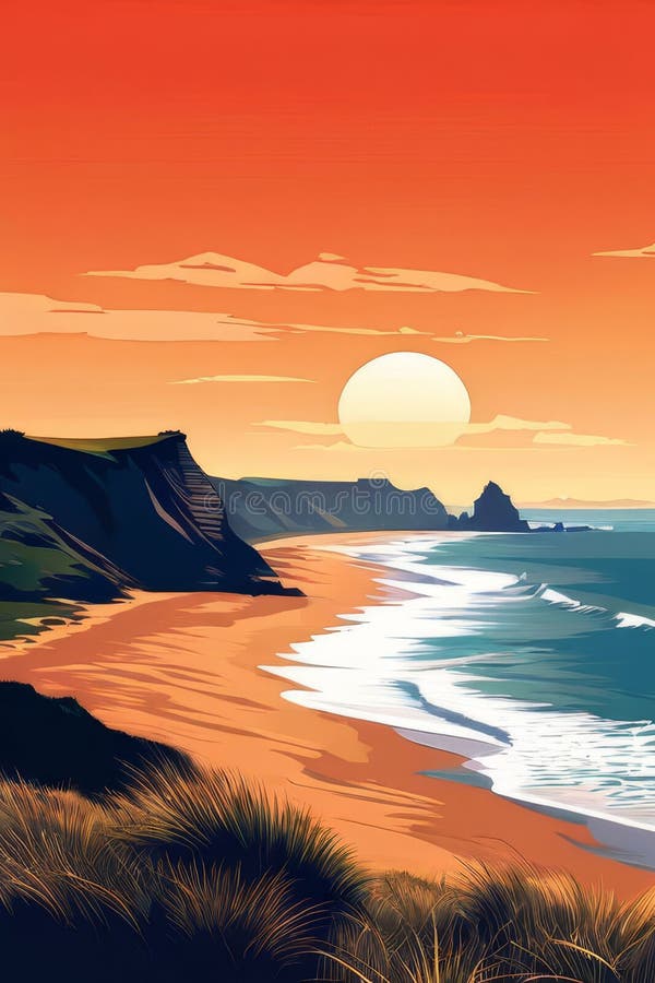 Beach Features Draw the Outline of the Beach Editorial Stock Photo ...