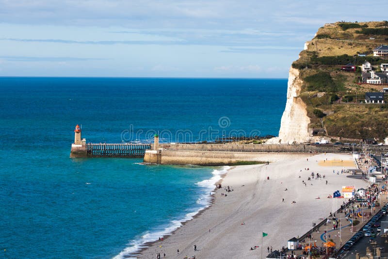 Structure of a High Wooden Pier in Fecamp, France Stock Illustration ...