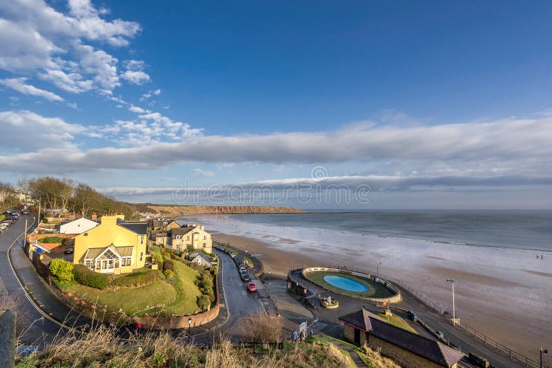 The Beach in Filey in Yorkshire Stock Image - Image of hotels, filey ...