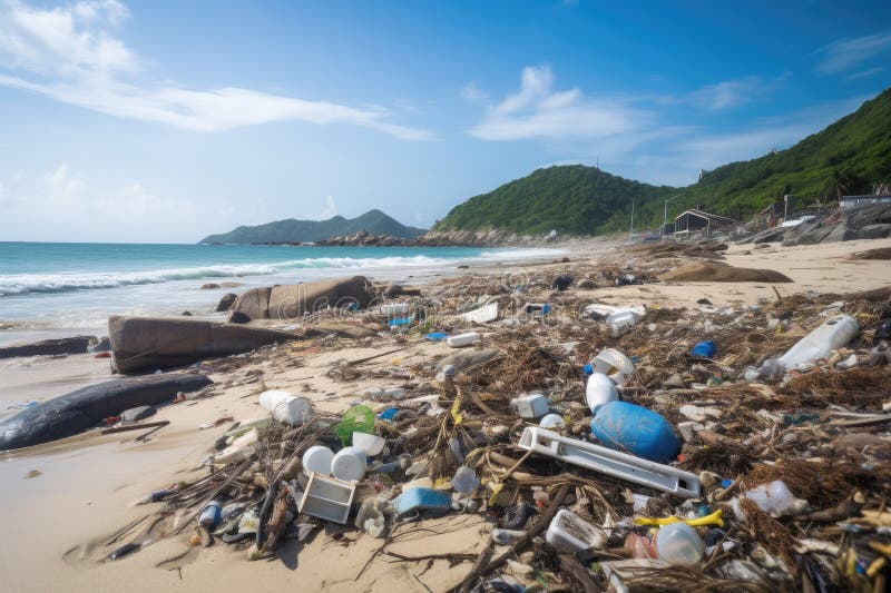 Beach Filled with Trash, Part of Wider Problem of Marine Debris Stock ...