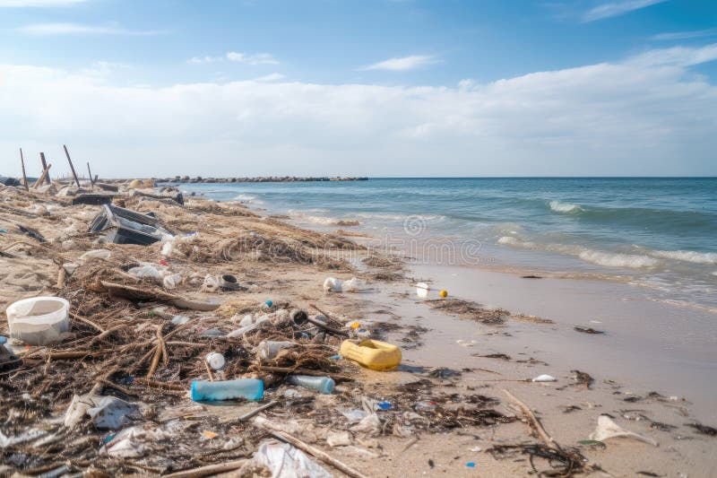 Beach Filled with Trash, Part of Wider Problem of Marine Debris Stock ...