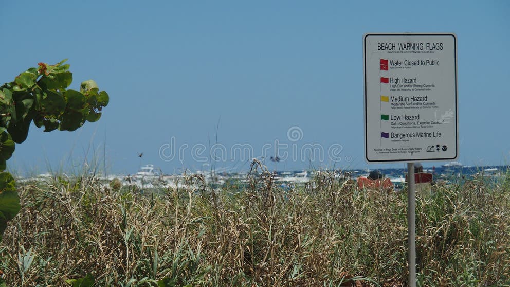 Beach Flags Sign Post Explanation Editorial Photography - Image of ...