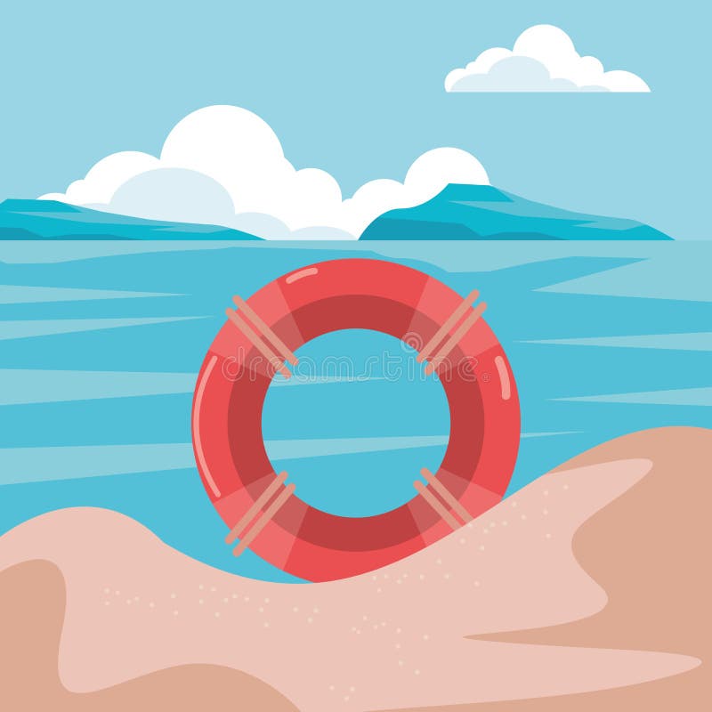 Beach with float stock vector. Illustration of vector - 244832669