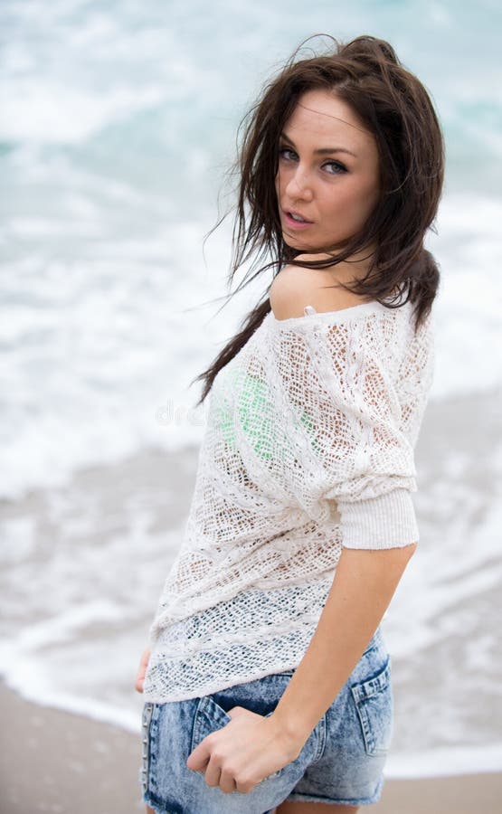 At a beach in Florida stock image. Image of water, woman - 32271313