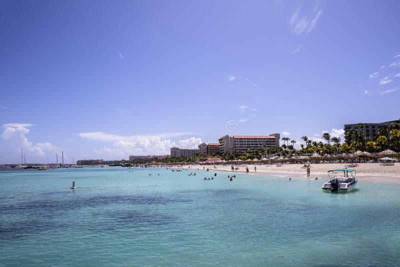 The Sun Drenched Palm Beach in Aruba Stock Image - Image of summer ...