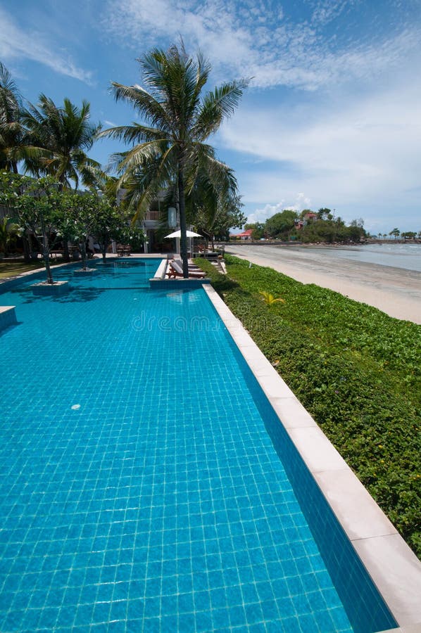 The Beach Front Swimming Pool Stock Photo - Image of luxury, design ...