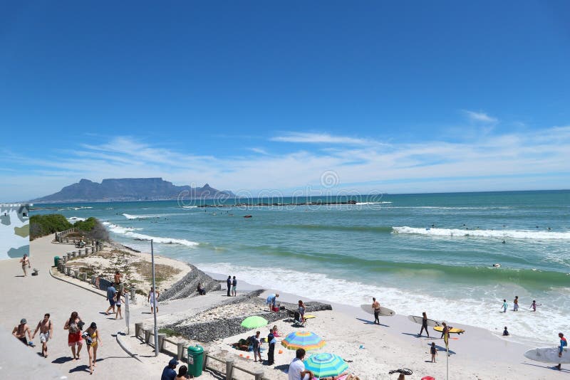 Beach Front Table Mountain Ocean Waves Surf Stock Photo - Image of ...