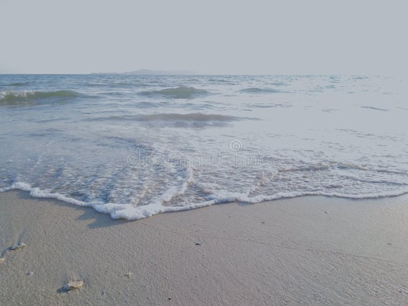 Beach Front Withe Sand Slow Wave Up and Down Stock Photo - Image of ...