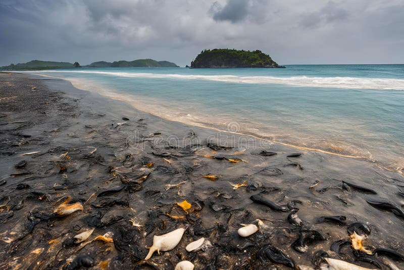Ocean Tragedy. Dead Fish on a Beach. Stock Illustration - Illustration ...