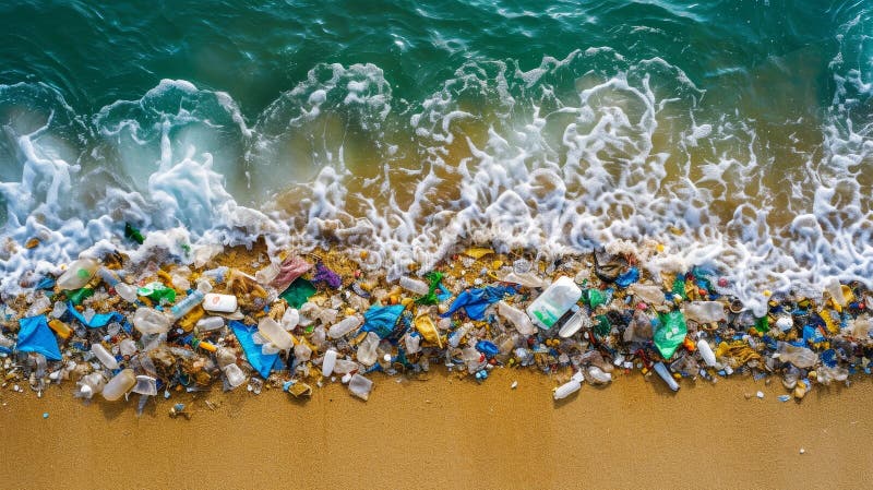 Beach Full of Garbage and Plastic Waste for Environmental and Recycle ...