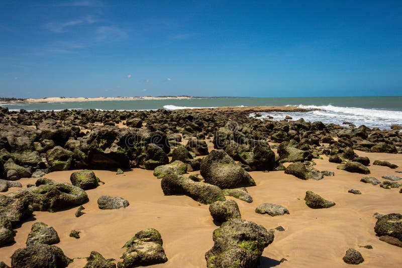 Beach Full of Rocks. Edge of the Sea with Rounded Stones Stock Photo ...