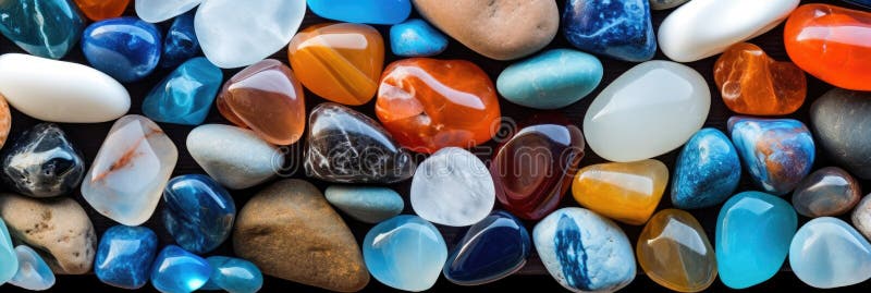 Beach Gemstones. Pile of Precious Stones Stock Illustration - Illustration of discovery, hunt ...