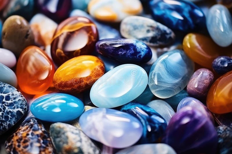 Beach Gemstones. Pile of Precious Stones Stock Illustration - Illustration of closeup, mineral ...