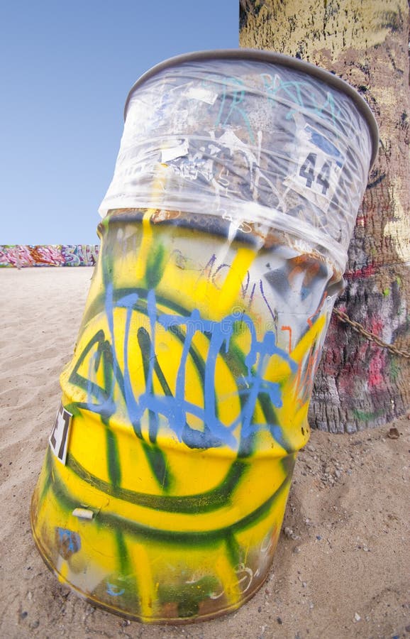 Beach Graffiti Trash Can stock photo. Image of radical - 11819614