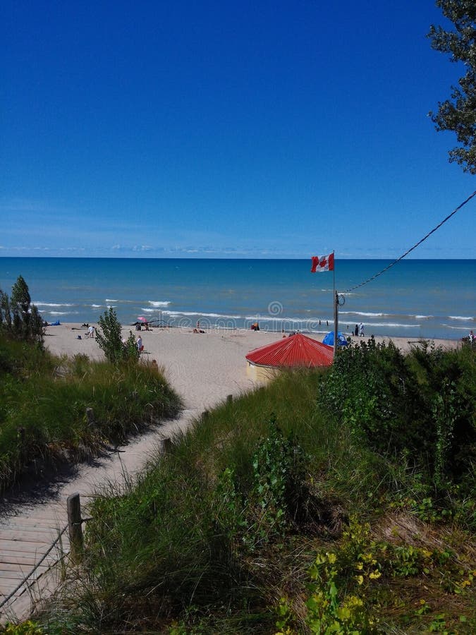 The Beach at Grand Bend, Canada Stock Image - Image of canada, blue ...