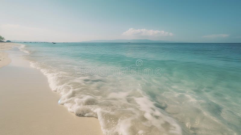 A Beach that Has a Wave Coming in To the Shore Stock Illustration ...