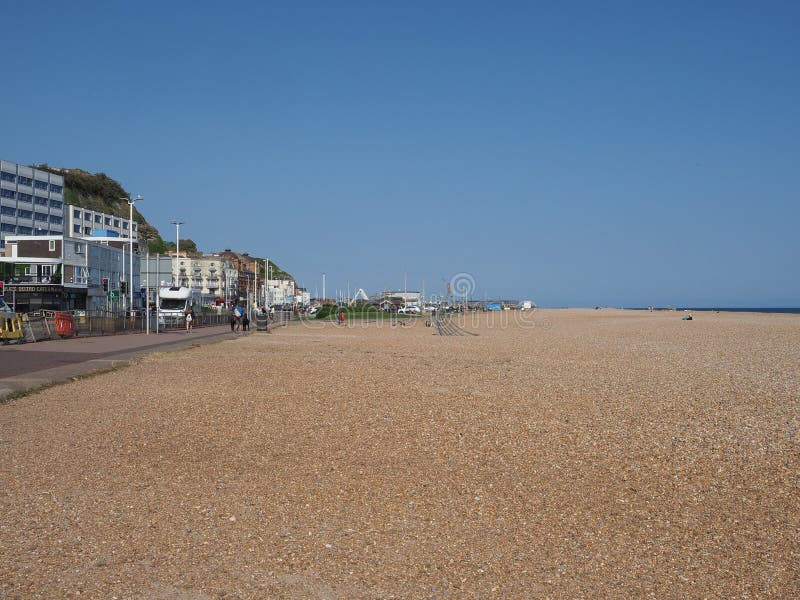 The beach in Hastings editorial stock photo. Image of scenery - 287590113