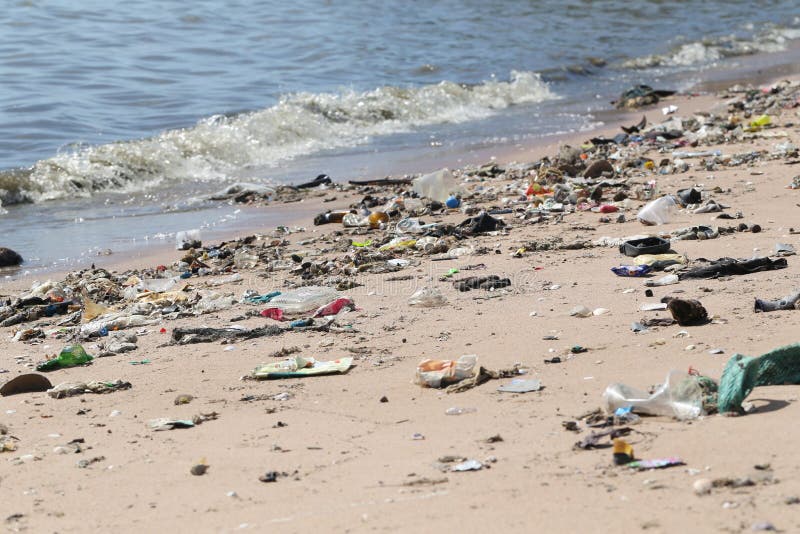 The Beach Have a Garbage and Effluents. Stock Image - Image of trash ...