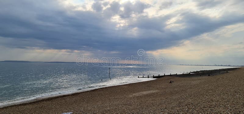 Beach in Hayling Island. stock photo. Image of carving - 255134760