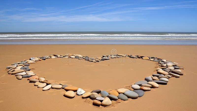 Beach Heart Rocks Ocean Romantic Summer Vacation Stock Image - Image of ...