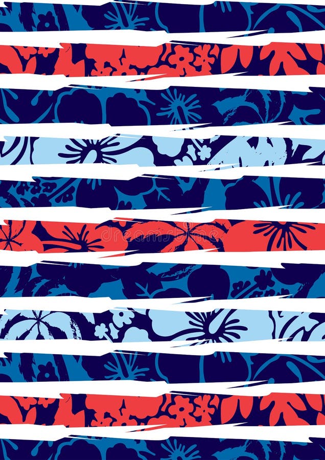 Beach Hibiscus and Stripes. Stock Vector - Illustration of flower ...
