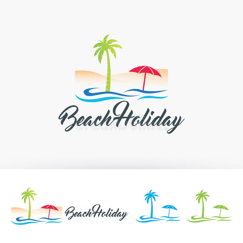 Beach Holiday Vector Logo Design Stock Vector - Illustration of ...