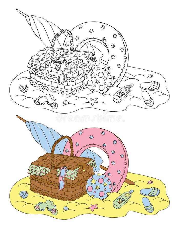 Beach holidays still life stock vector. Illustration of life - 58791106