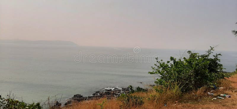 A Beach Horizon View from the Hill Stock Image - Image of horizon ...