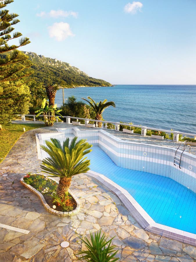 Beach Hotel Resort Swimming Pool Stock Image - Image of palm, luxury ...