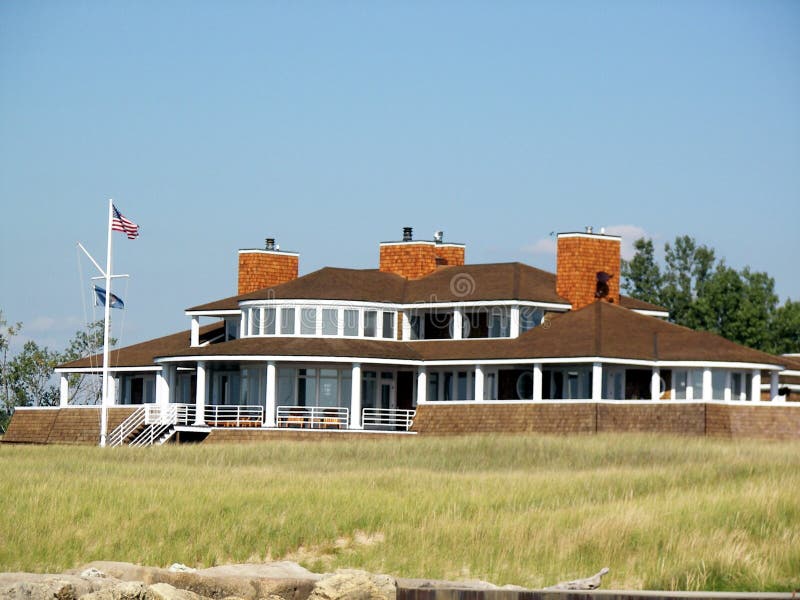 Beautiful Beach House on Shore Stock Photo - Image of house, white ...