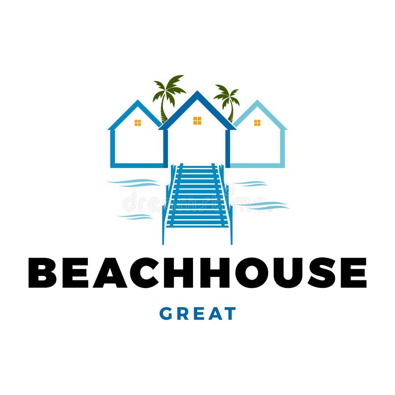 Beach House Icon Logo Design Template Stock Vector - Illustration of ...