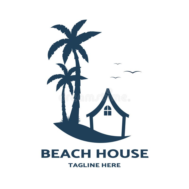 Beach House Logo Design Template Stock Vector - Illustration of island ...