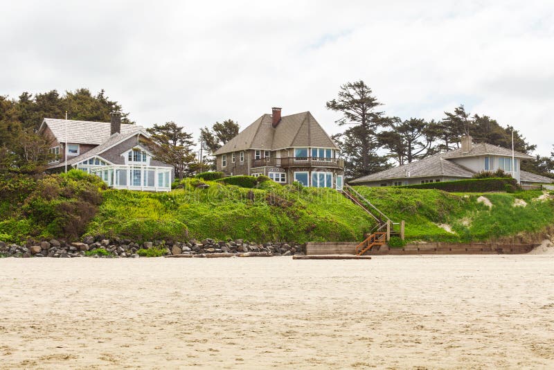 A Beach House on the Pacific Shore. Residence on the Coast Stock Image ...