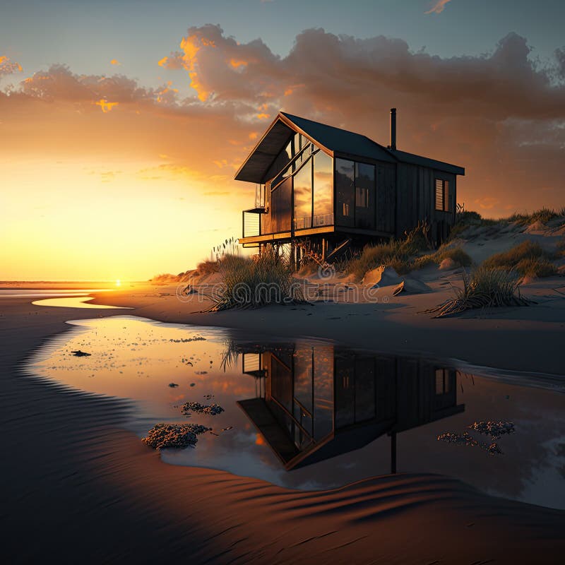 Small Luxury Modern Beach House. Beach House. Generative Ai. Modern ...
