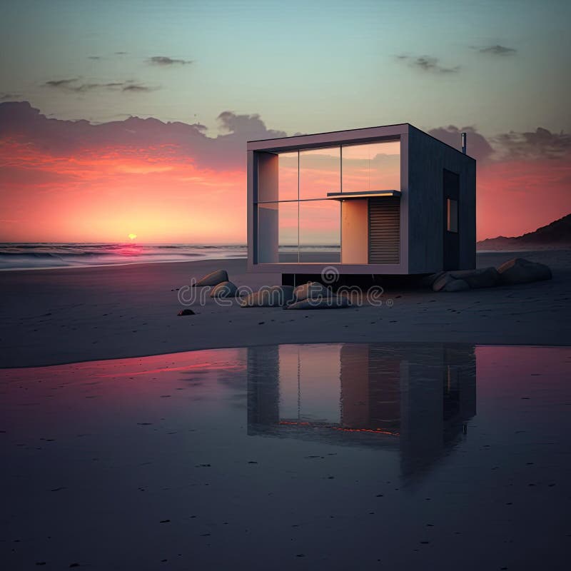 Small Luxury Modern Beach House Beach House Generative Ai Modern Scandinavian Architecture
