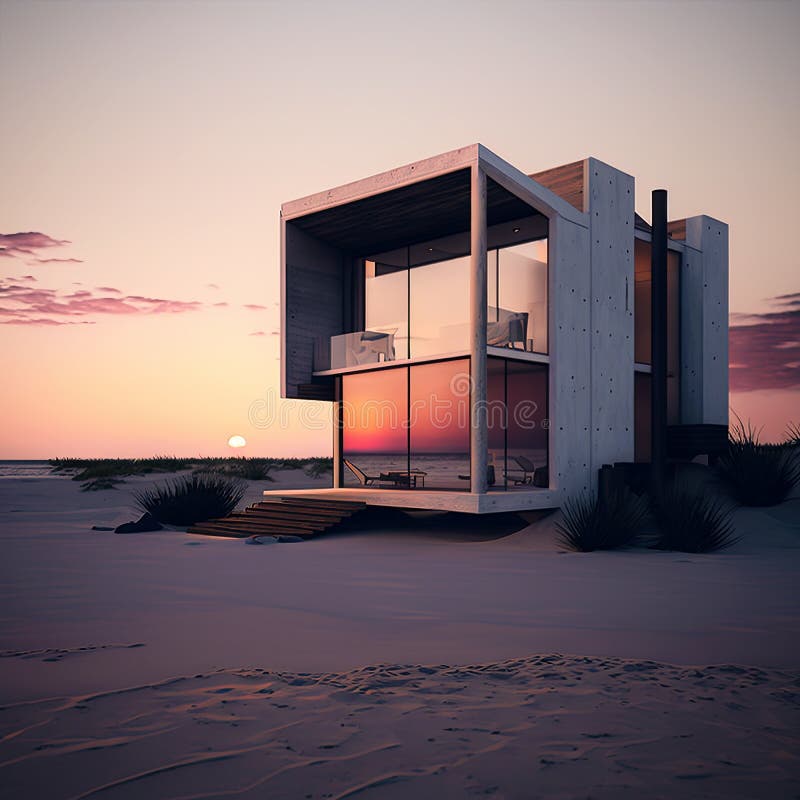 Small Luxury Modern Beach House Beach House Generative Ai Modern Scandinavian Architecture