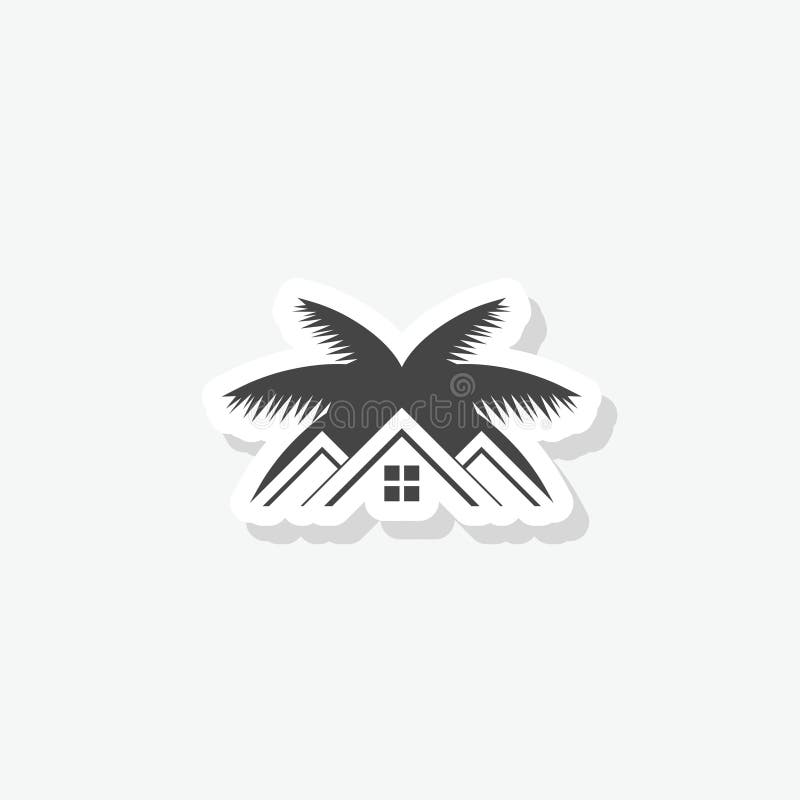 Beach House Sticker Logo Icon Isolated on White Stock Vector ...