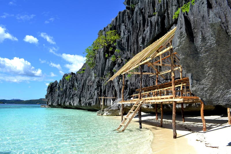 Beach Hut in Coron, Palawan, Philippines Stock Image - Image of ocean ...