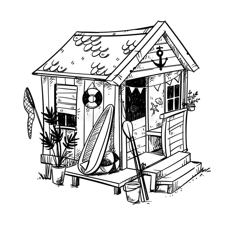 Set of Pretty English Cottages, Vector Drawing Stock Vector ...