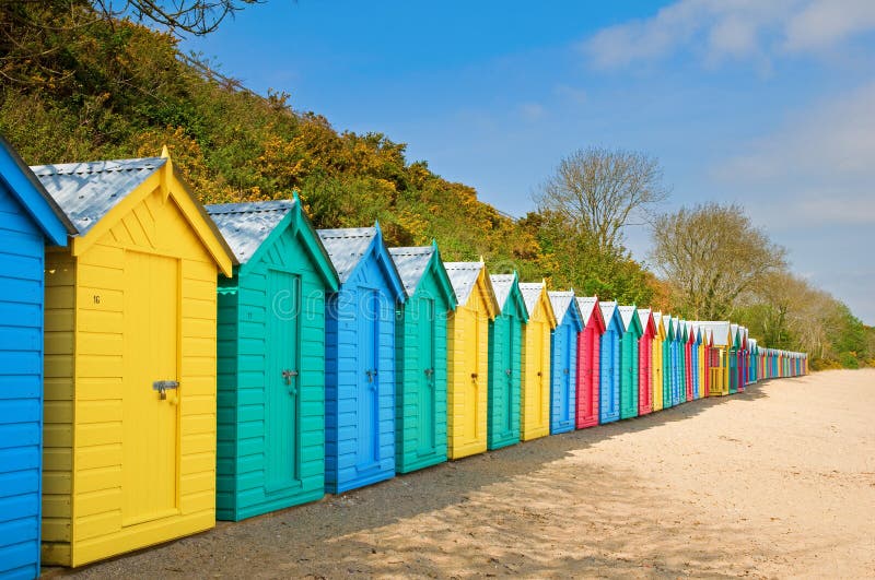 Colorful beach huts stock photo. Image of seaside, holidays - 15960834
