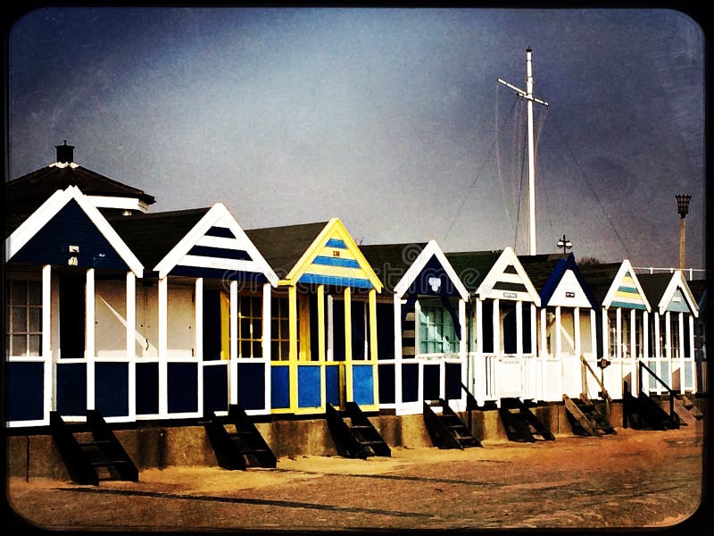 Beach Huts Along the Seafront on a Cold Winter Day Stock Image - Image ...
